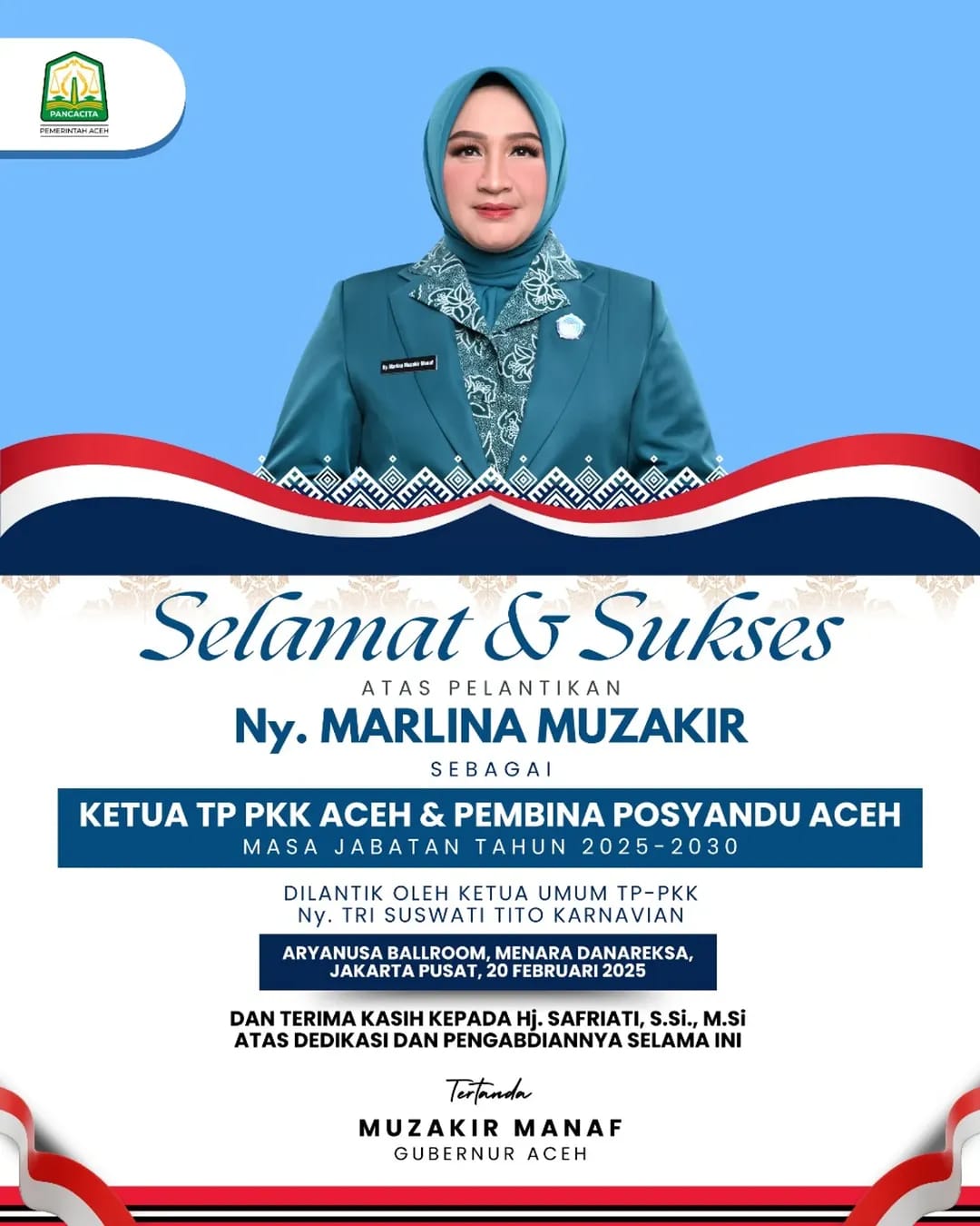 GUBERNUR ACEH MENGUCAPKAN SELAMAT DAN SUKSES ATAS PELANTIKAN Ny ...